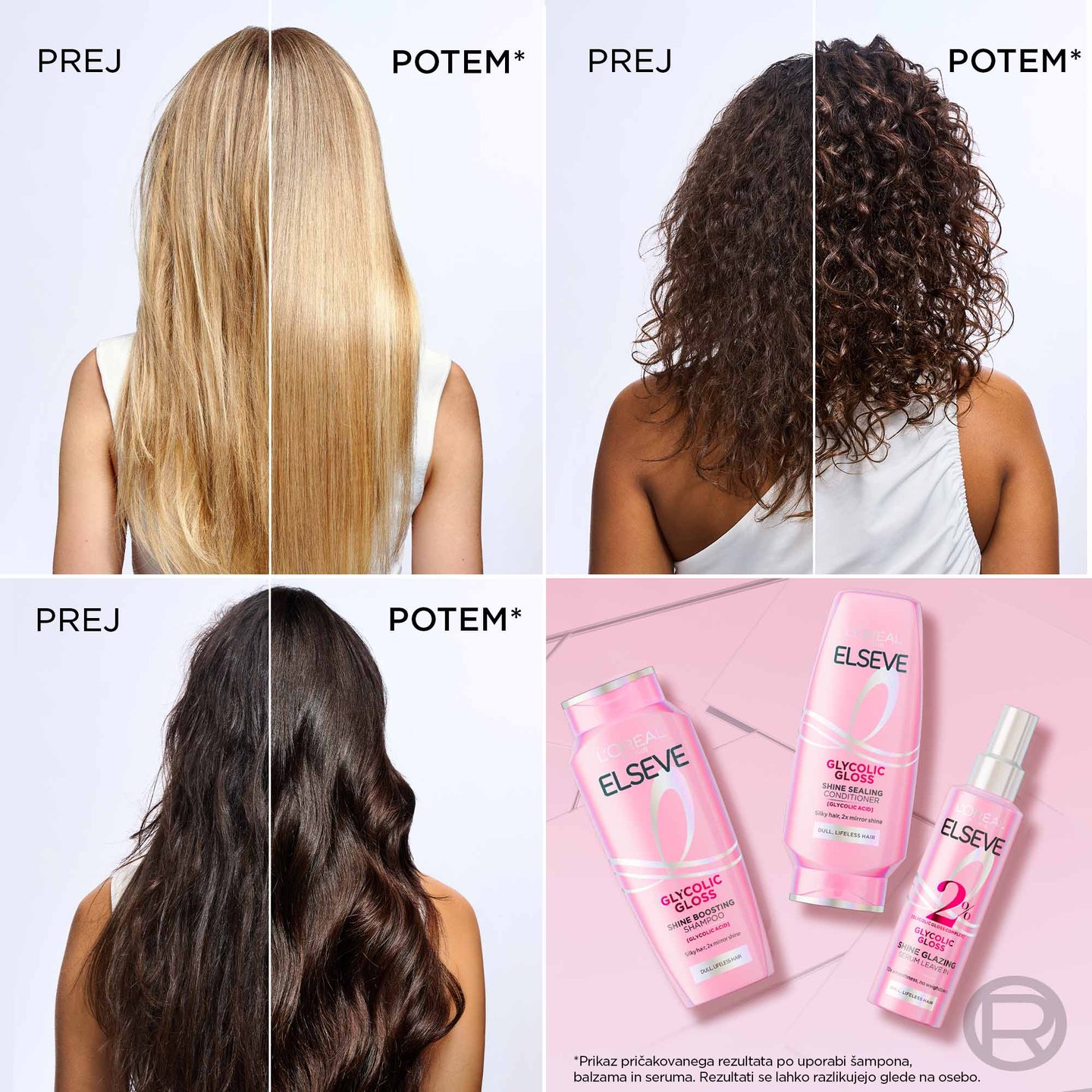 Elseve Glycolic Gloss Maska za lase za sijaj 300ML